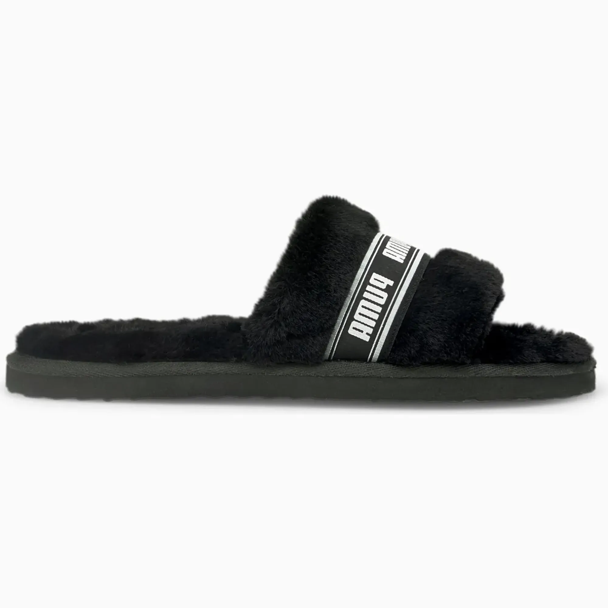 Puma Childrens Unisex Fluff Slippers - Black Faux Fur | 385343_01 ...
