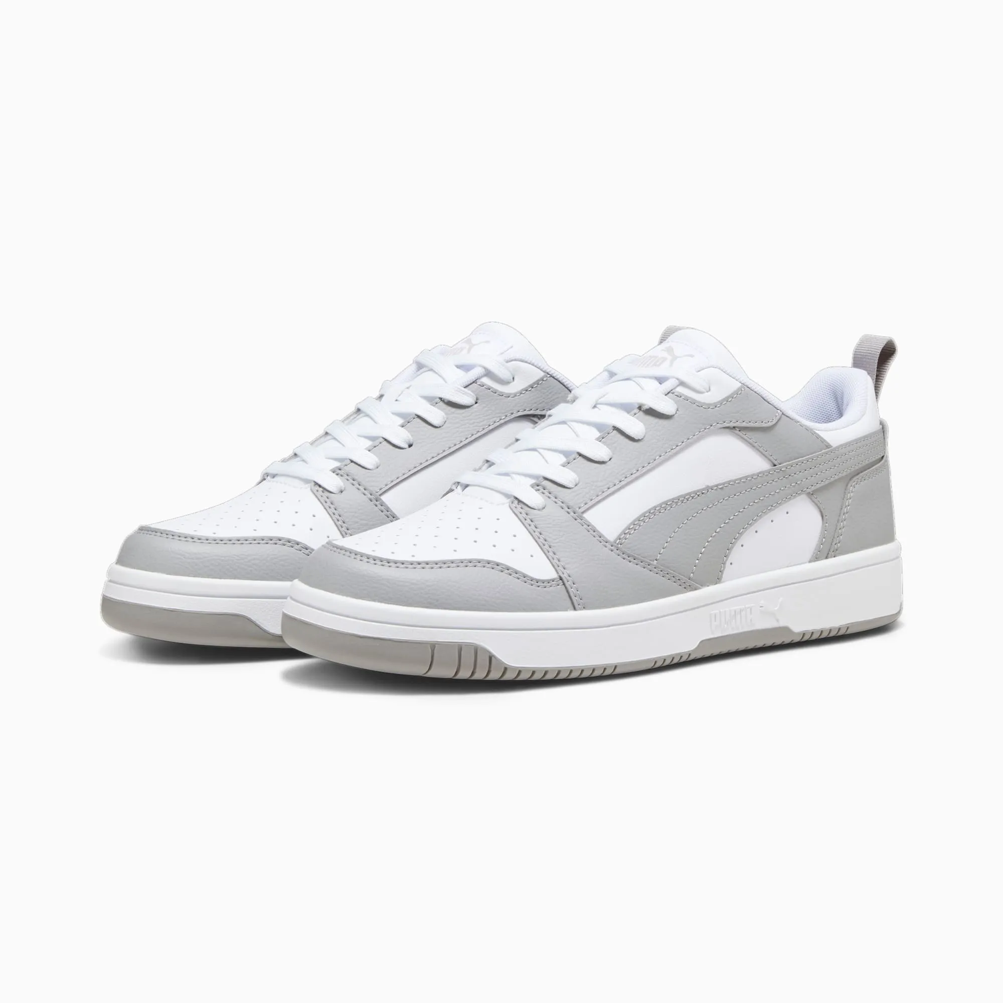PUMA Rebound V6 Low Sneakers, White/Concrete Grey | 392328_05 | FOOTY.COM