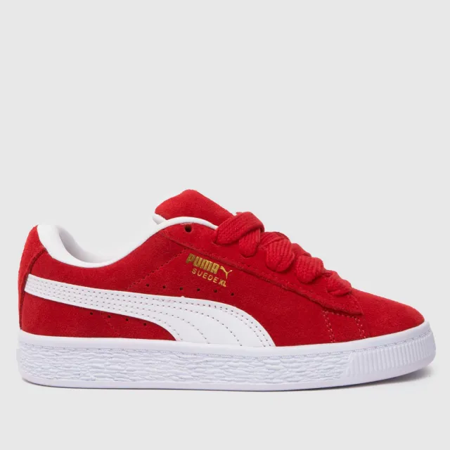 PUMA red suede xl Boys Junior trainers | 396578_03 | FOOTY.COM