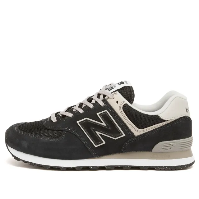 New Balance Men's 574 Core in Black/White Suede/Mesh | ML574EVB | FOOTY.COM