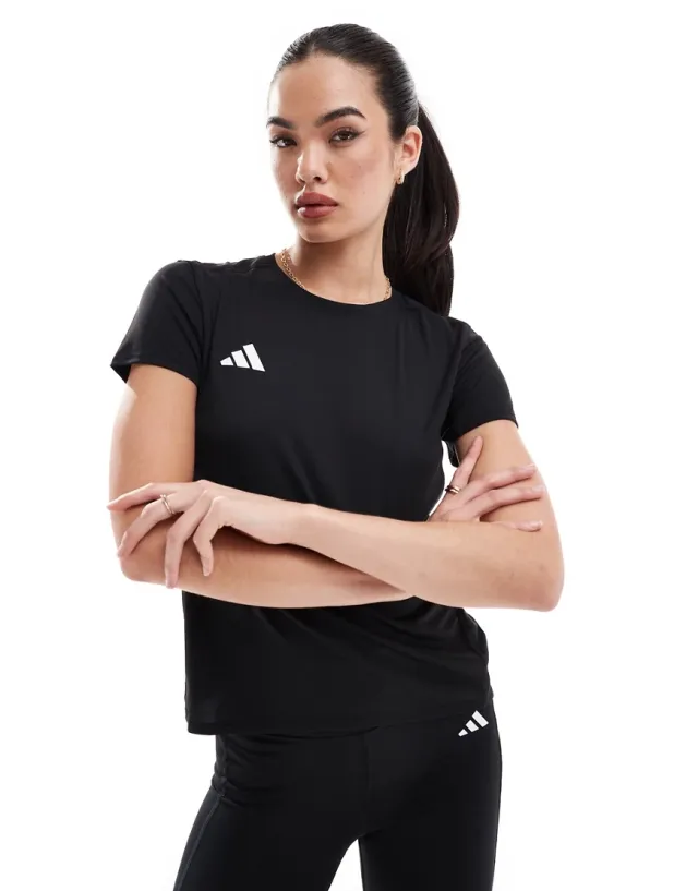 adidas Adizero Essentials Running Shirt Women - Black | IN1172 | FOOTY.COM