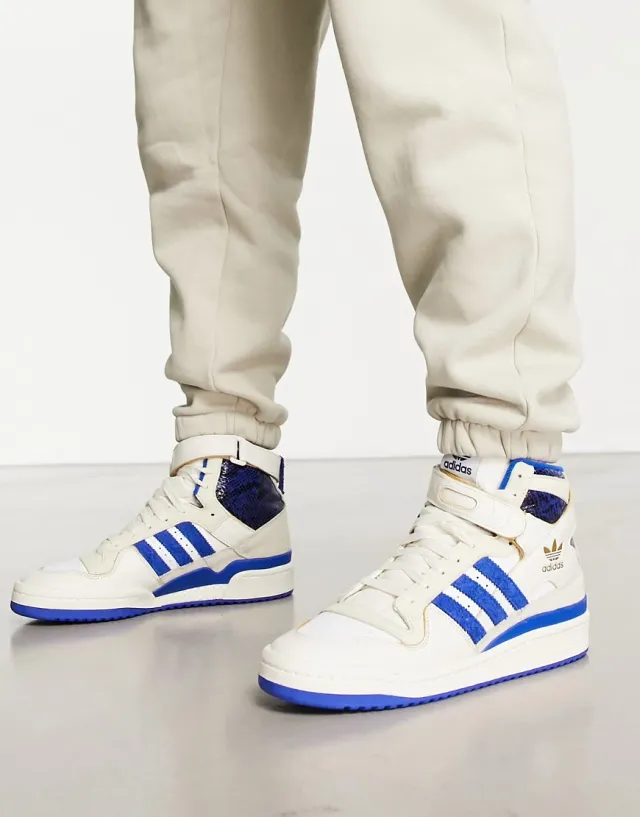 Adidas Originals Forum 84 Hi Trainers In White And Blue | FZ6300 ...