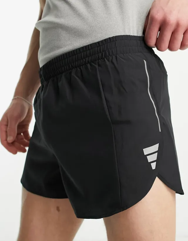 Adidas Running Own The Run 3 Inch Split Shorts In Black | HM8442 ...