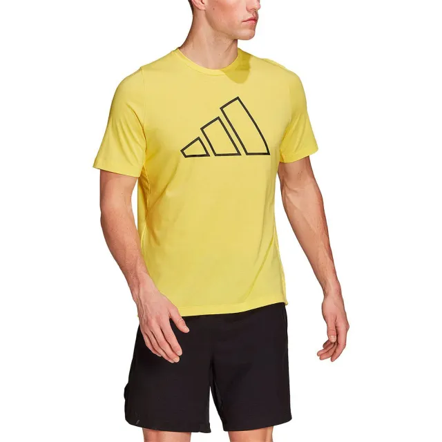 Adidas Icons 3 Bar Short Sleeve T-shirt - Yellow | HK9530 | FOOTY.COM