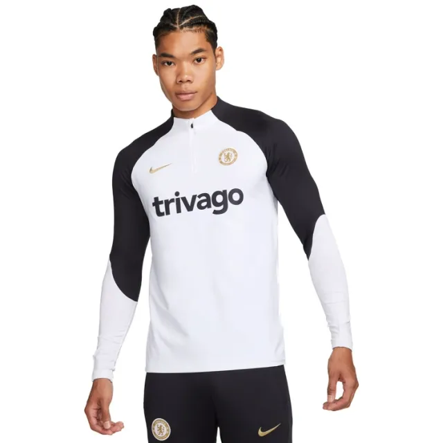Nike Chelsea Training Shirt Dri-Fit Strike Drill - White/Navy/Club Gold ...