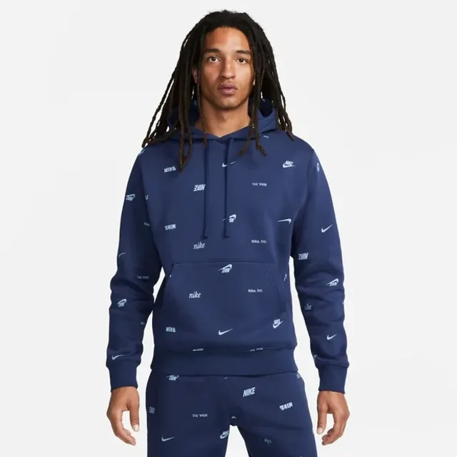 Nike Club Fleece AOP Overhead Hoodie - Navy - Size S - Navy | FB7434 ...