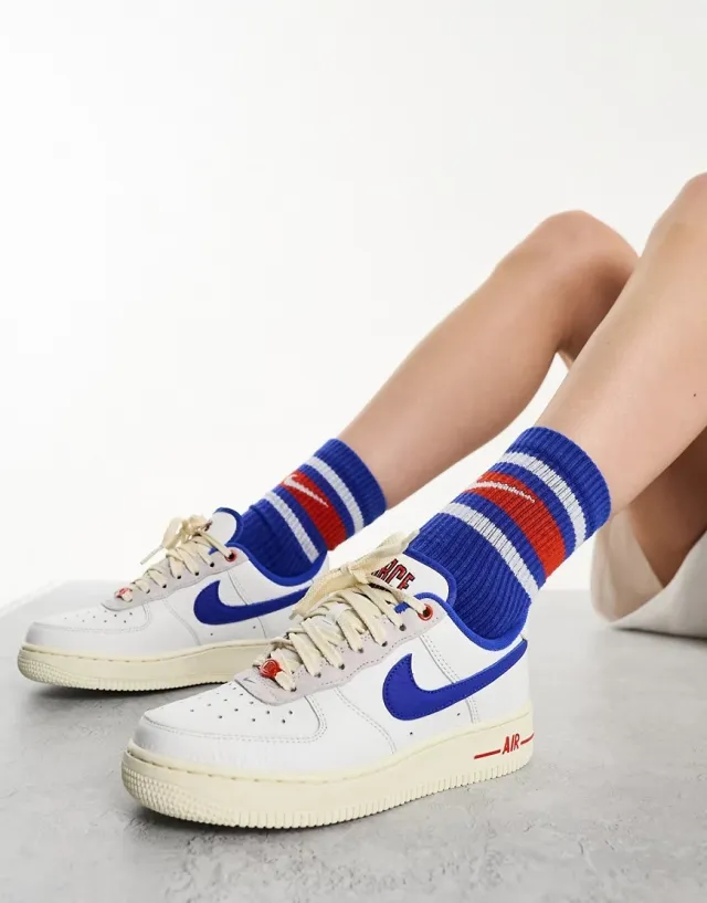Nike Air Force 1 '07 Trainers In White And Blue | DR0148-100 | FOOTY.COM
