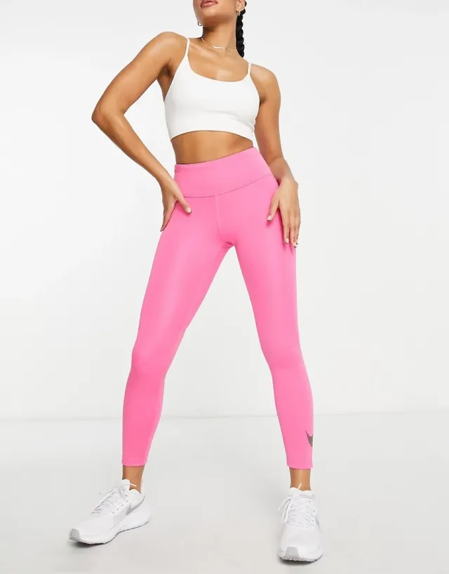 Nike Running Swoosh logo 7/8 leggings in pink | DX0948-656 | FOOTY.COM