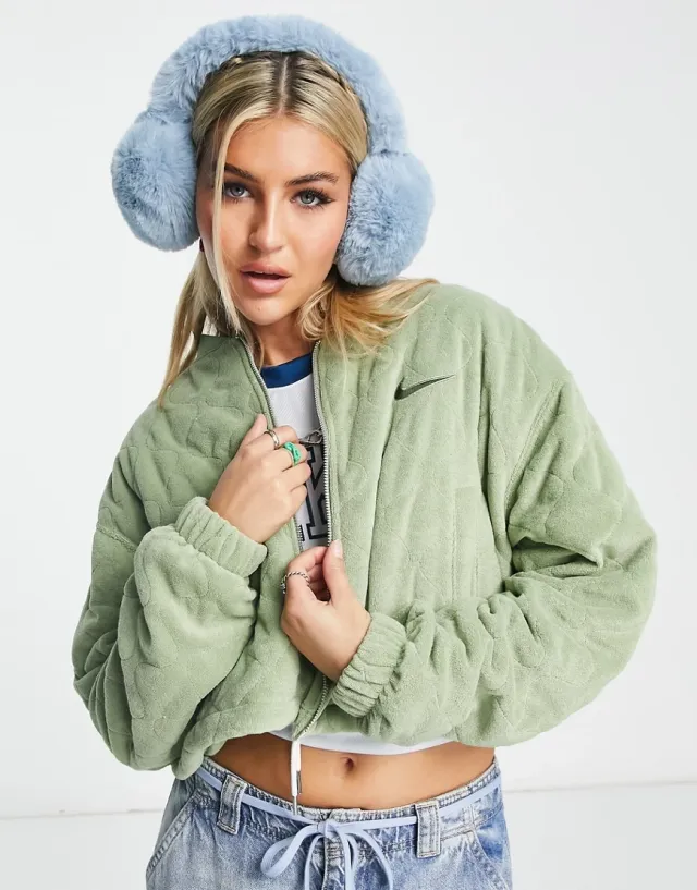 Nike Terry Quilted Jacket In Oil Green | DV7826-386 | FOOTY.COM