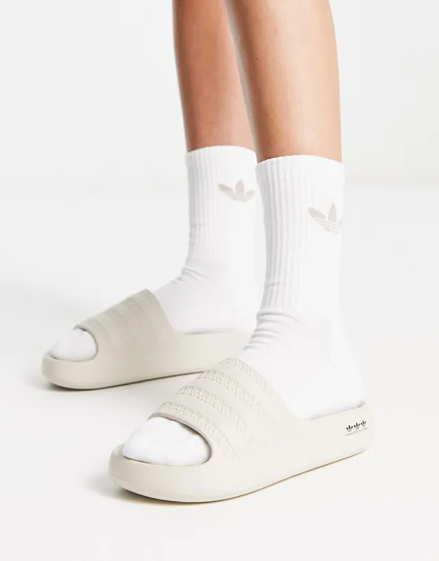 Adidas Originals Adilette Ayoon Sliders In Oatmeal-Neutral | GX7064 ...