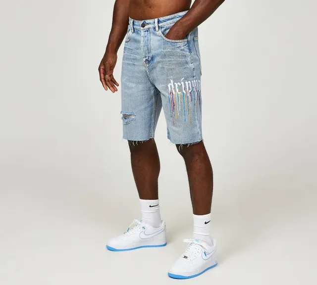 Dripmade Lawless Denim Short - Light Blue Wash | DRPM 137 - L.BLU ...