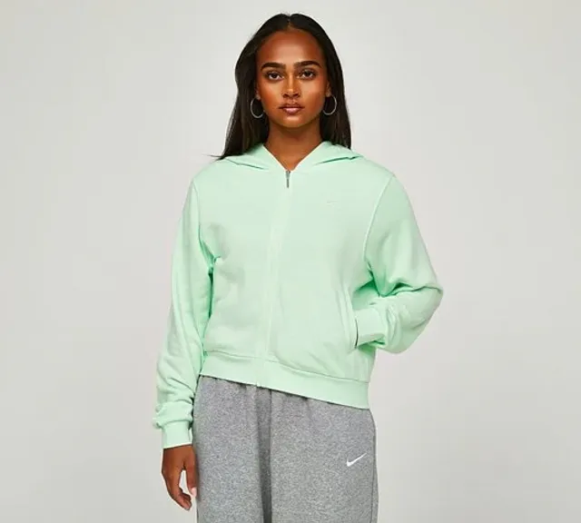 Nike Womens Chill Terry Full Zip Hoodie - Vapour Green / Sail | FN2415 ...