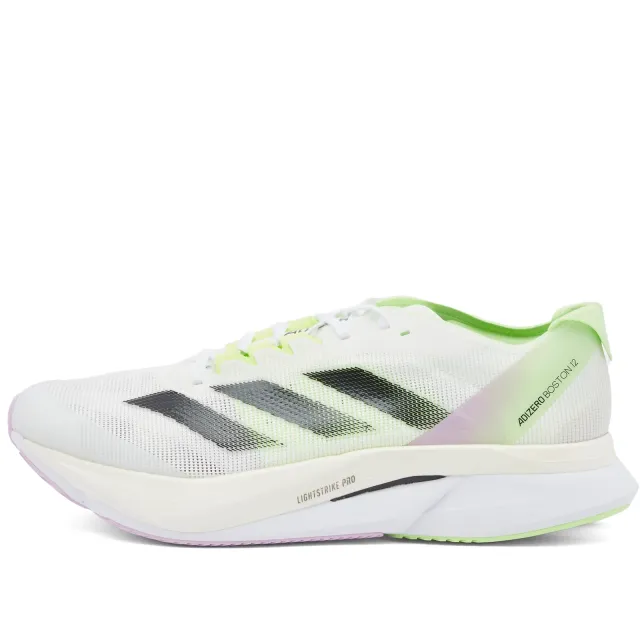 Adidas Men's Adizero Boston 12 Ftwr White/Core Black/Green Spark ...