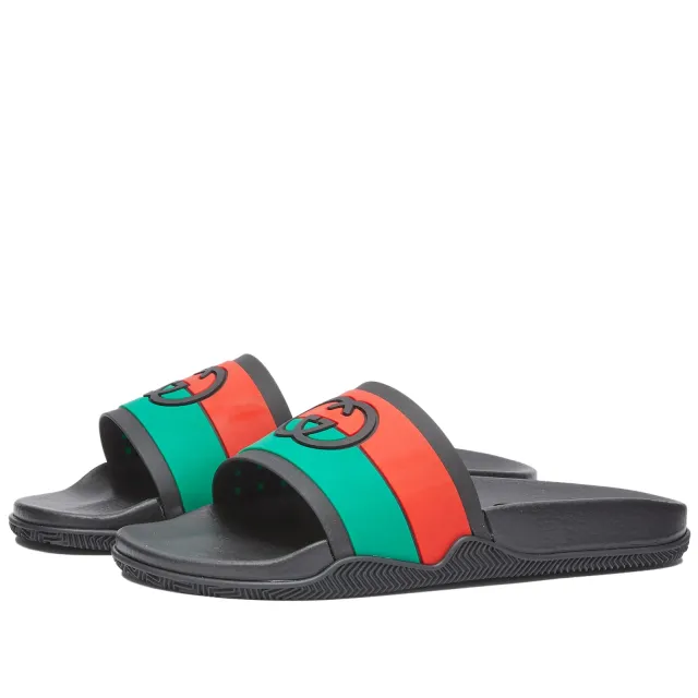 Gucci Men's Rg GG Pool Slide Black | 655265-JFA00-8815 | FOOTY.COM
