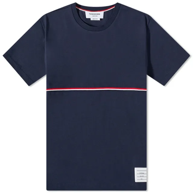 Thom Browne Men's Tricolor Stripe T-Shirt Navy | MJS221A-J0058-415 ...