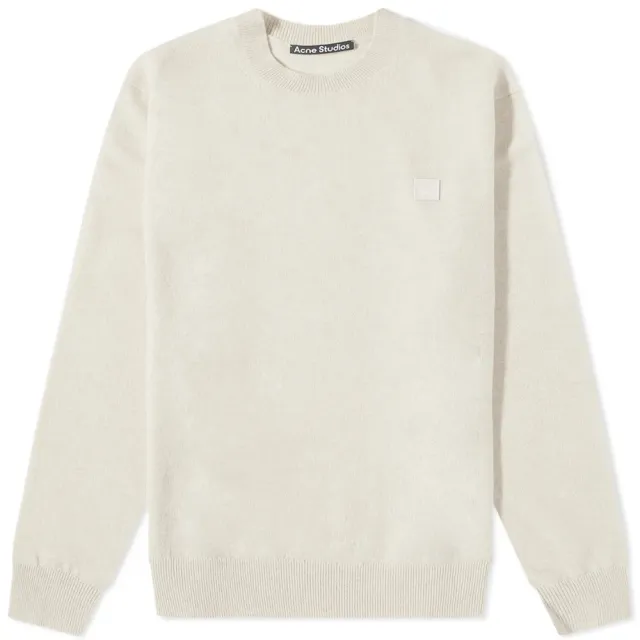 Acne Studios Men's Kalon Face Crew Knit Oatmeal Melange | C60042-633 ...