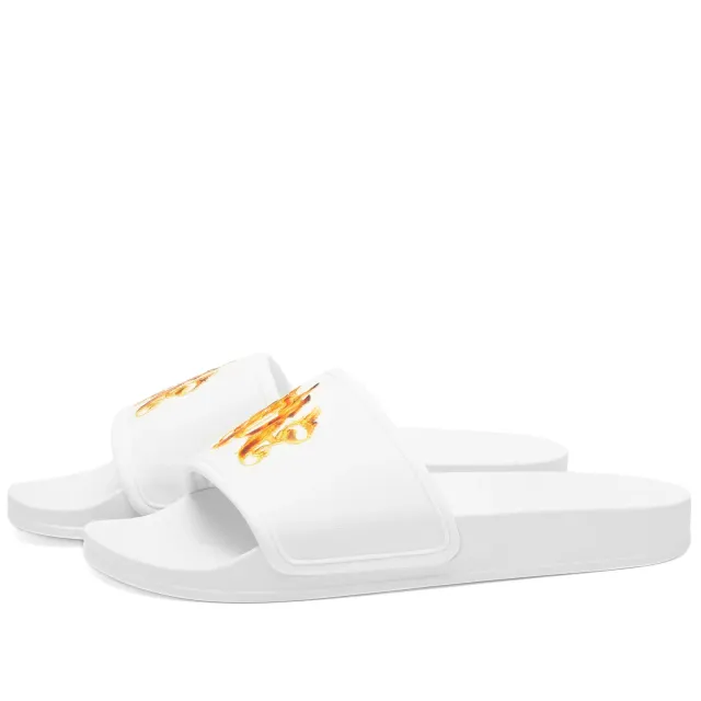 Palm Angels Men's Flame Pool Slider White | PMIC010S24MAT0026120 ...