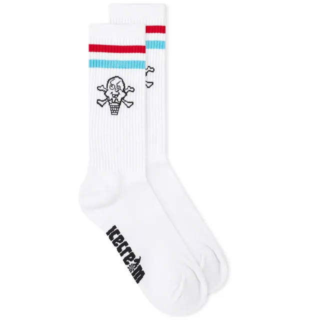 ICECREAM Men's Cones And Bones Sports Socks White | IC24153-WHT | FOOTY.COM