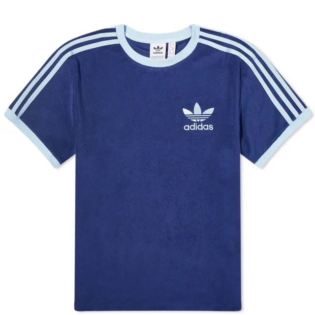 Adidas Originals Unisex 3 Stripe Terry Tee In Navy | IR7465 | FOOTY.COM