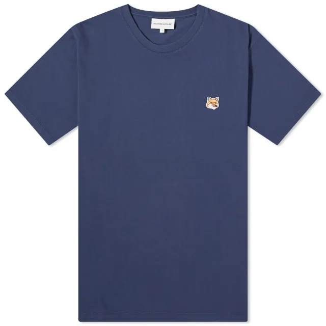 Maison Kitsuné Maison Kitsune Fox Head Patch Regular T-Shirt Ink Blue ...