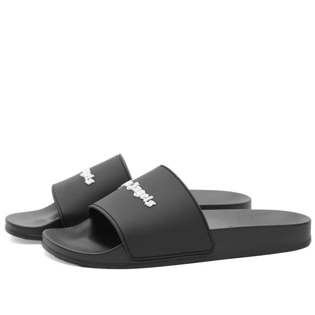 Palm Angels Women's New Logo Pool Slider Black | PWIC010F23PLA0011001 ...