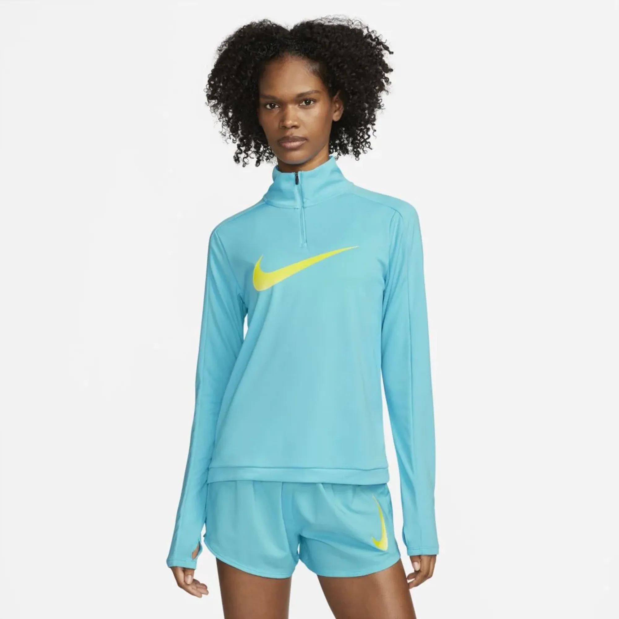 Nike Dri FIT Swoosh Womens 1 4 Zip Long Sleeve Running Mid | DX0952-416 ...