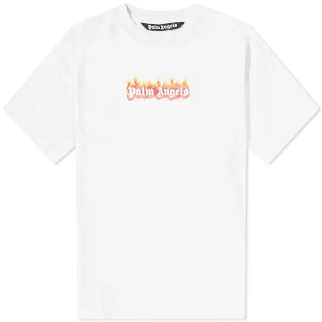 Palm Angels Men's Burning Logo T-Shirt Off White/Black ...