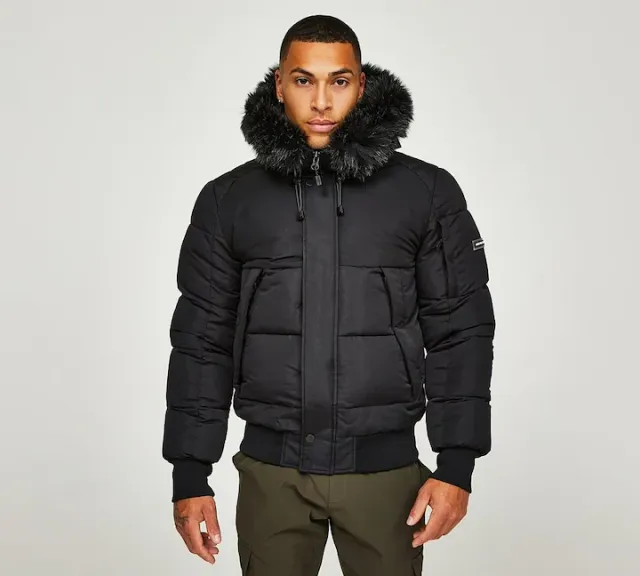 Kings Will Dream Zander Puffer Bomber Jacket - Black - Size XS - Black ...