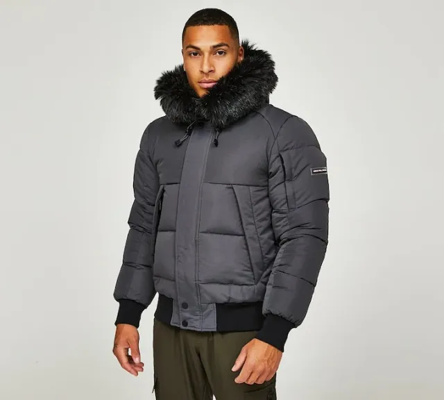 Kings Will Dream Zander Puffer Bomber Jacket - Grey - Size XS - Grey ...