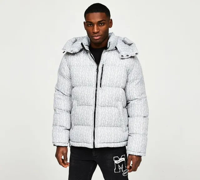 Mercier Riod AOP Puffer Jacket - Grey - Size XL - Grey | MERC180 ...