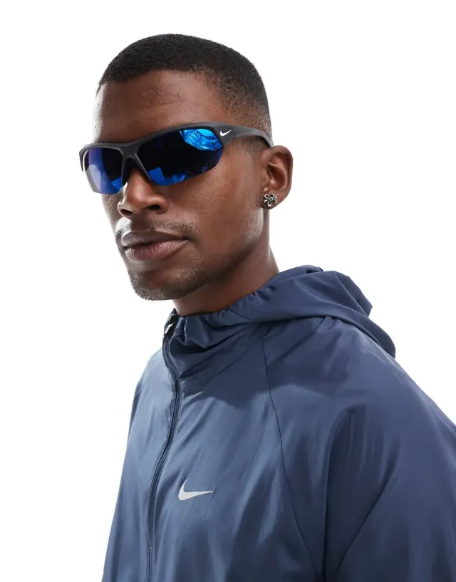 Nike Skylon Ace Sunglasses - Matte Black / Grey Blue Mirror | FQ4683 ...