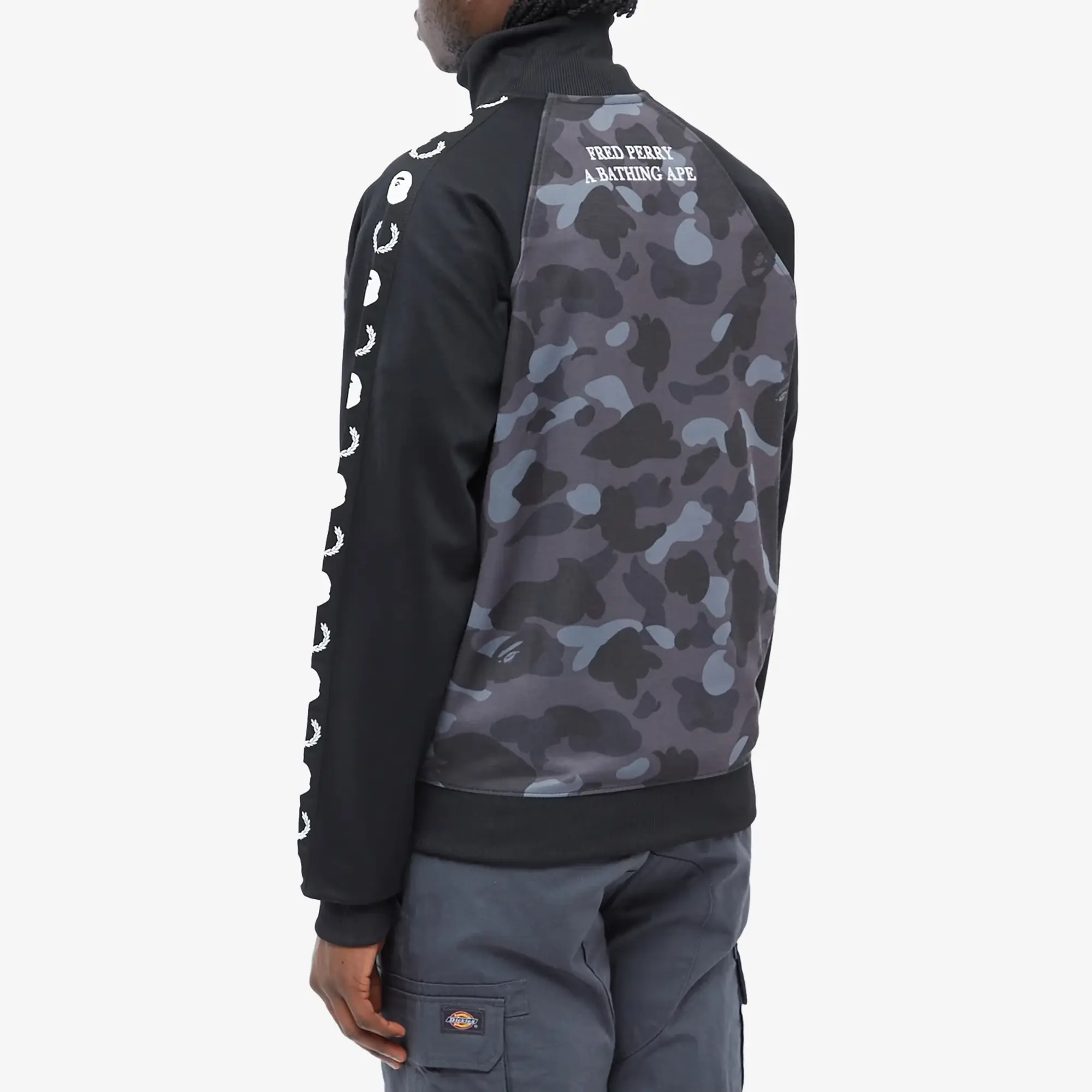 Fred Perry Men's x BAPE Camo Track Jacket Black | SJ5137-102 Fred Perry Men's x BAPE Camo Track Jacket Black | SJ5137-102