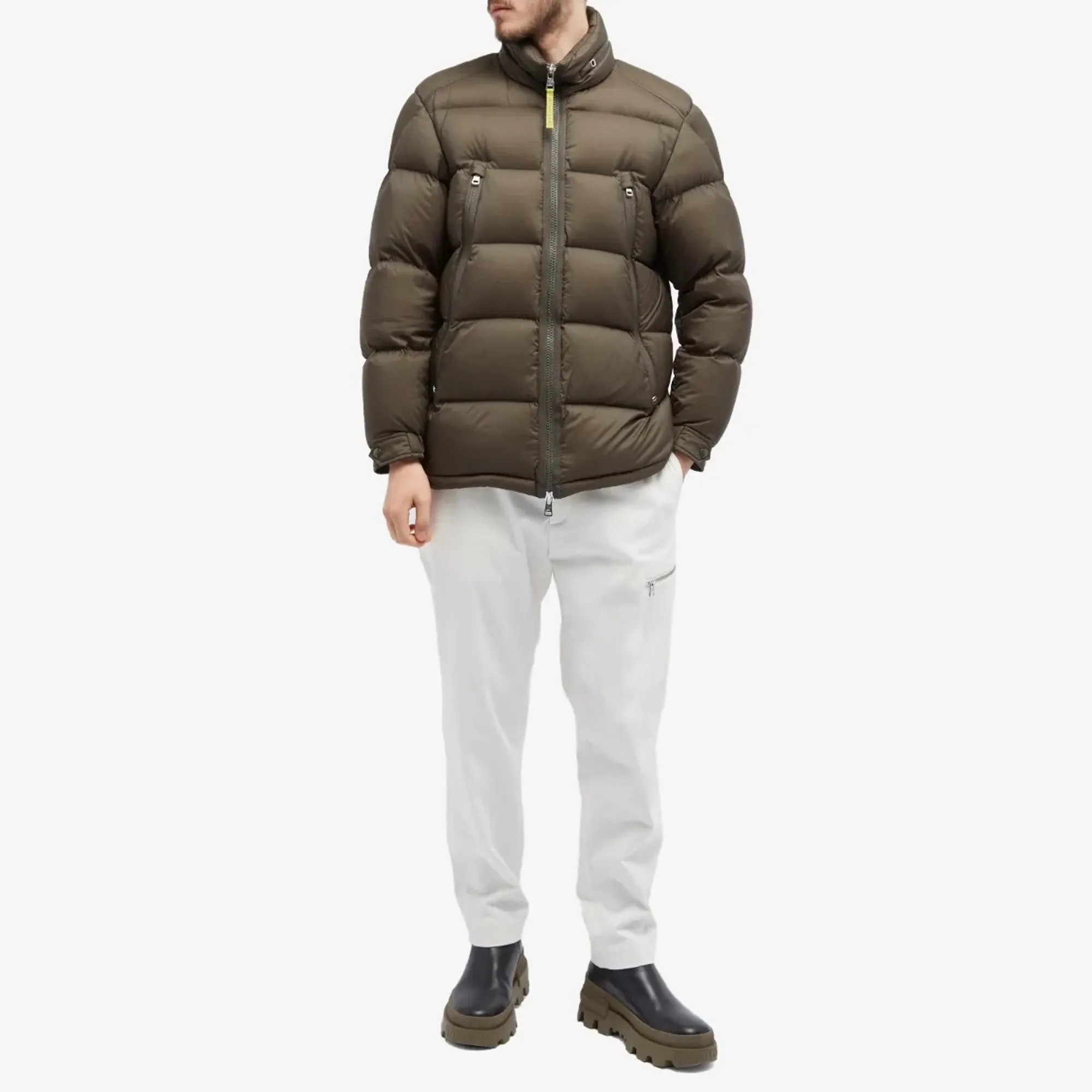 Moncler Men's Nervion Concealed Hood Jacket Khaki | 1A000-596JB-48-82A ...