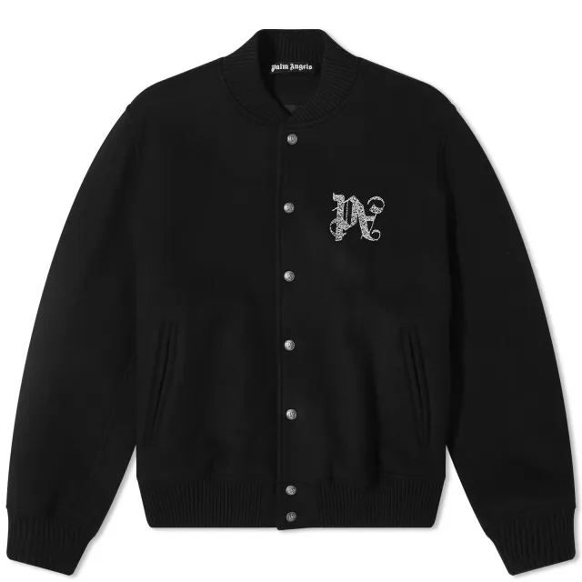 Palm Angels Men's Monogram Varsity Jacket Black | PMEK003R24FAB0011003 ...