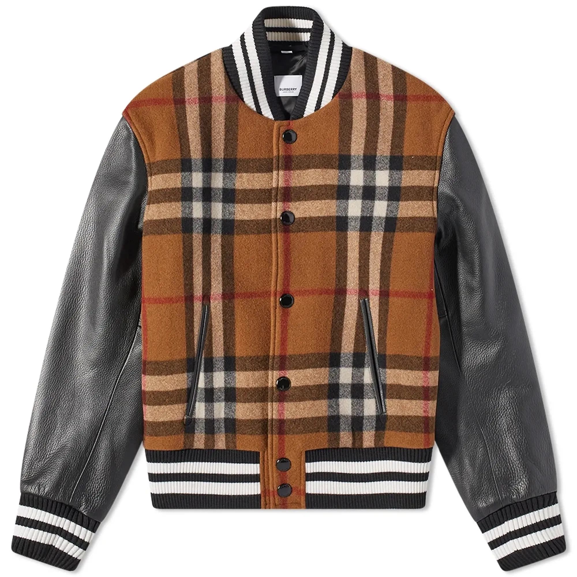 Burberry Men's Felton Check Varsity Jacket Birch Brown | 8065120-A9011 ...