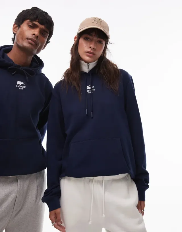 Lacoste Front Logo Hoodie In Navy | SH2740-166 | FOOTY.COM