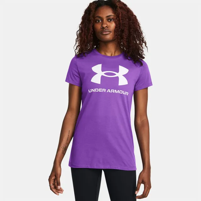 Women's Under Armour Rival Logo Short Sleeve Lavish / White S | 1356305 ...