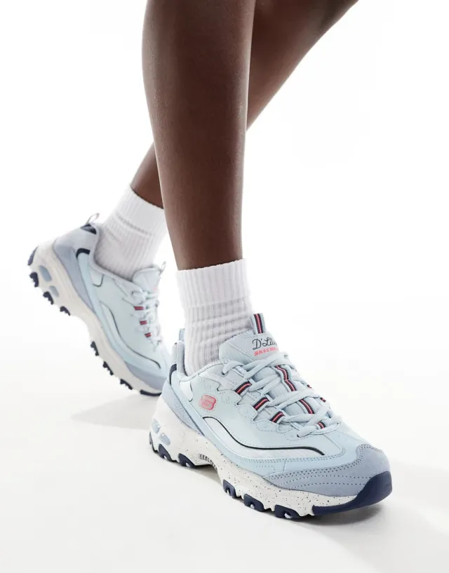 Skechers D'lites Bold Views Trainers In Light Blue Suede | 149589 LBMT ...