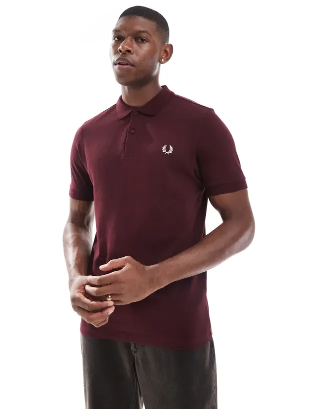 Fred Perry Plain Polo Shirt In Red | M6000-597 | FOOTY.COM