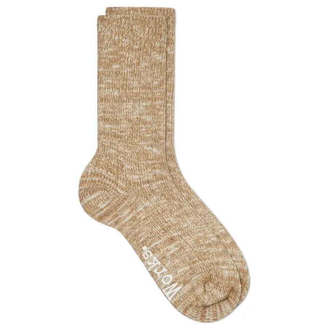 Universal Works Men's Slub Sock Dark Sand | 23771-DSN | FOOTY.COM