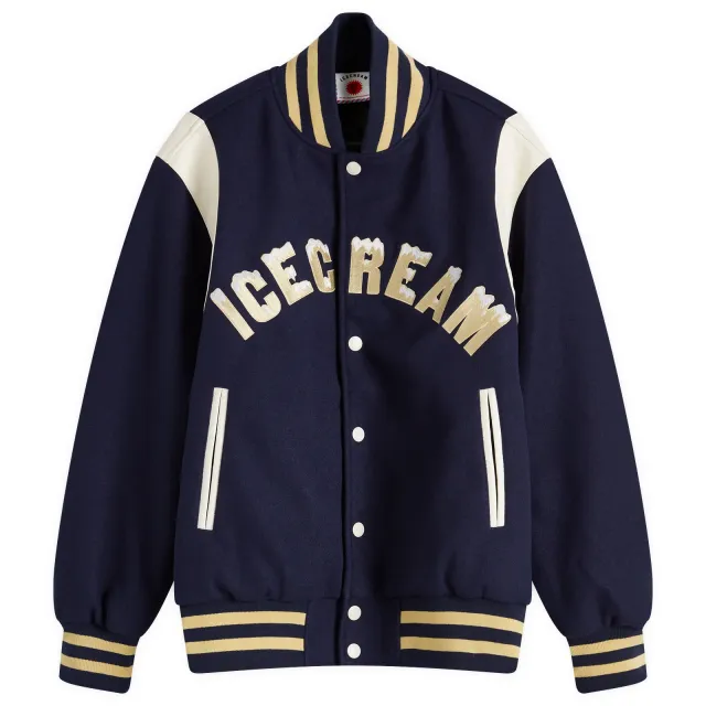 ICECREAM Men's Drippy Varsity Jacket Navy | IC24301-NY | FOOTY.COM