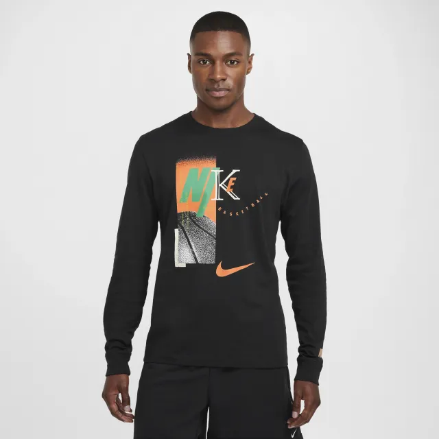 Nike Men's Long-Sleeve Basketball T-Shirt - Black - Cotton | HF6197-010 ...