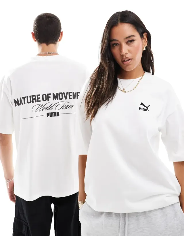 Puma Oversized Back Script T-Shirt In White & Black - Exclusive To Asos ...