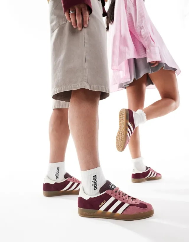 Adidas Originals Gazelle Indoor Trainers In Maroon-Red | IF9647 | FOOTY.COM