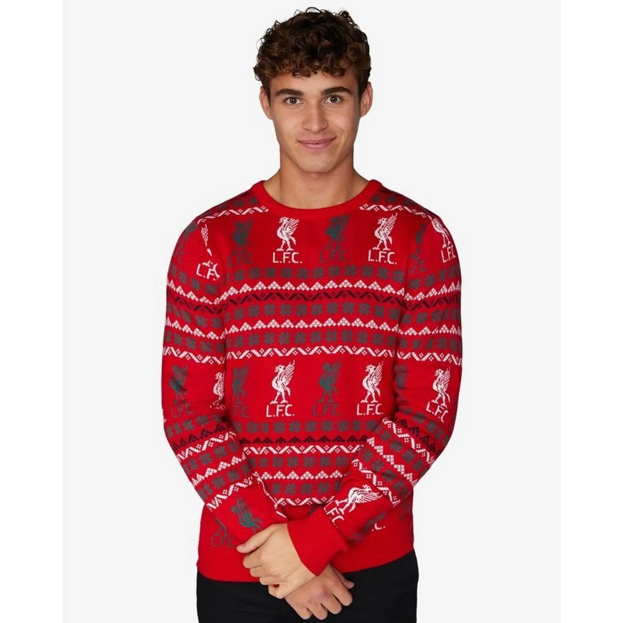 Liverpool FC Liverpool Christmas Jumper Liverbird - Red/White - ['Red ...
