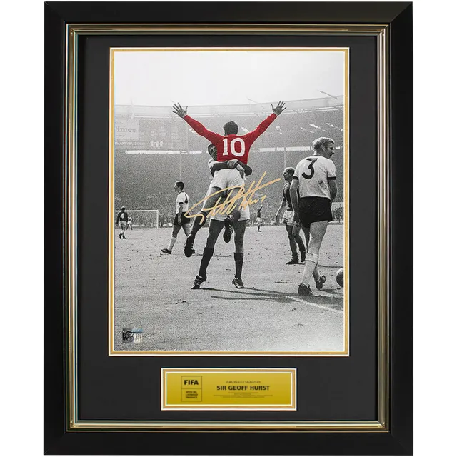 Sir Geoff Hurst Official FIFA World Cup Gold Signed England Photo: Hat ...