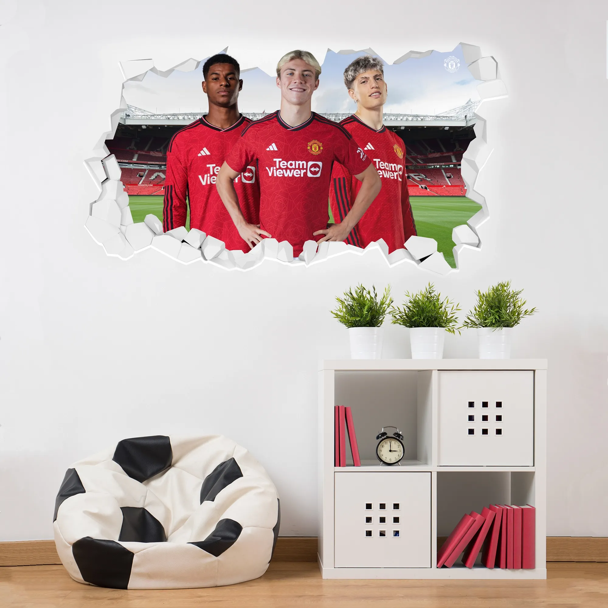 Manchester United Attacking Trio Broken Wall Sticker - 60cm | 200909724 ...
