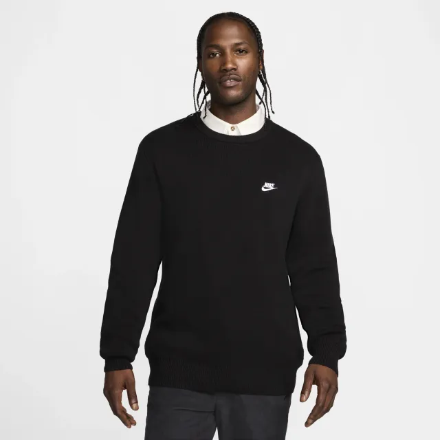 Nike Club Men's Crew-Neck Jumper - Black - Cotton | FQ2912-010 | FOOTY.COM