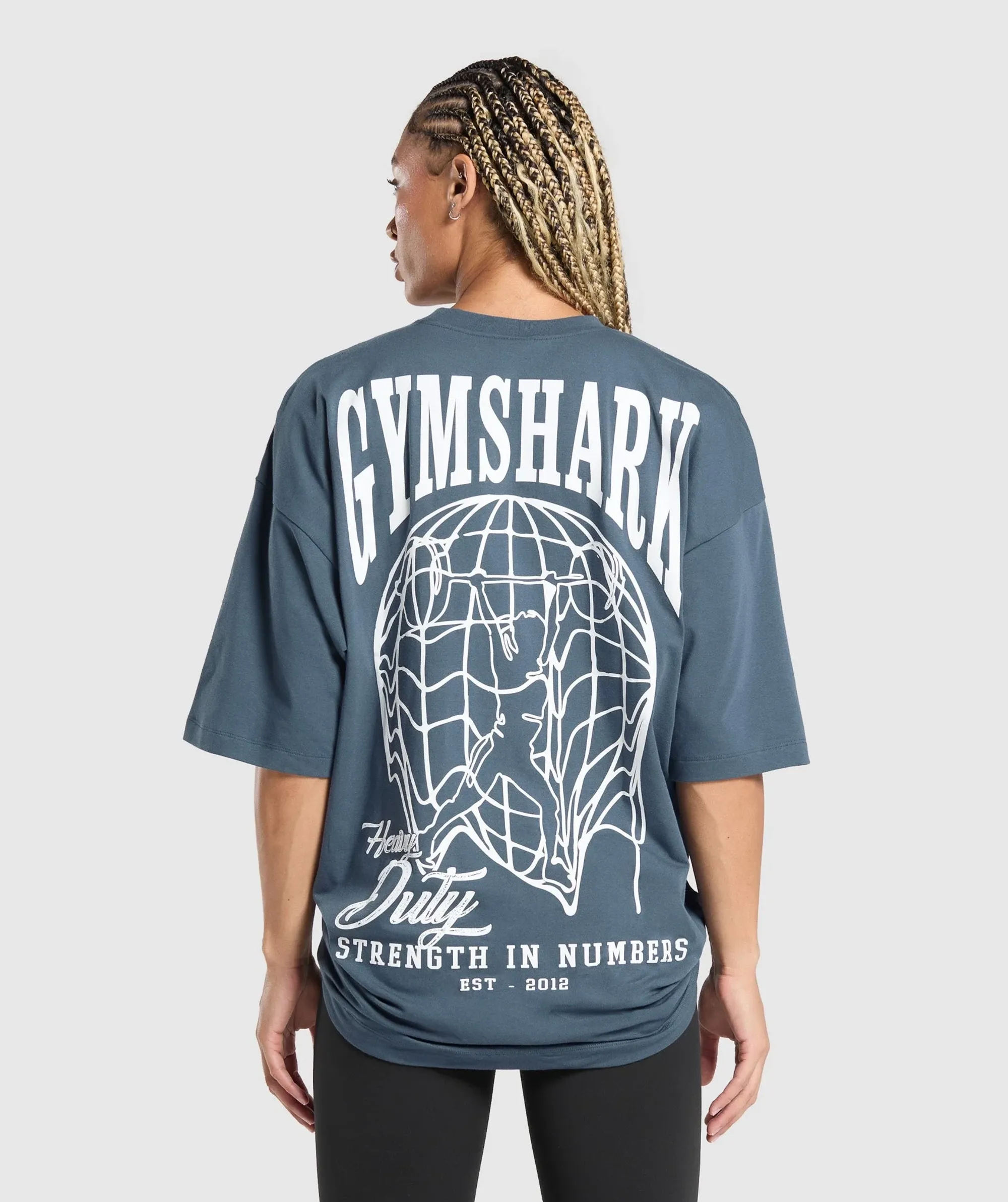 Gymshark Strength In Numbers Oversized T-Shirt - Cargo Blue ...