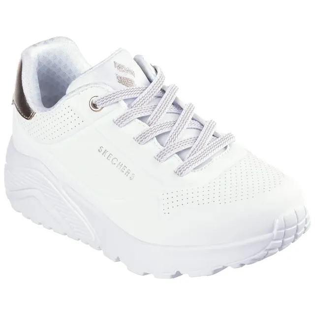 Skechers Girls Uno Lite Sneaker in White | 310384L WHT | FOOTY.COM